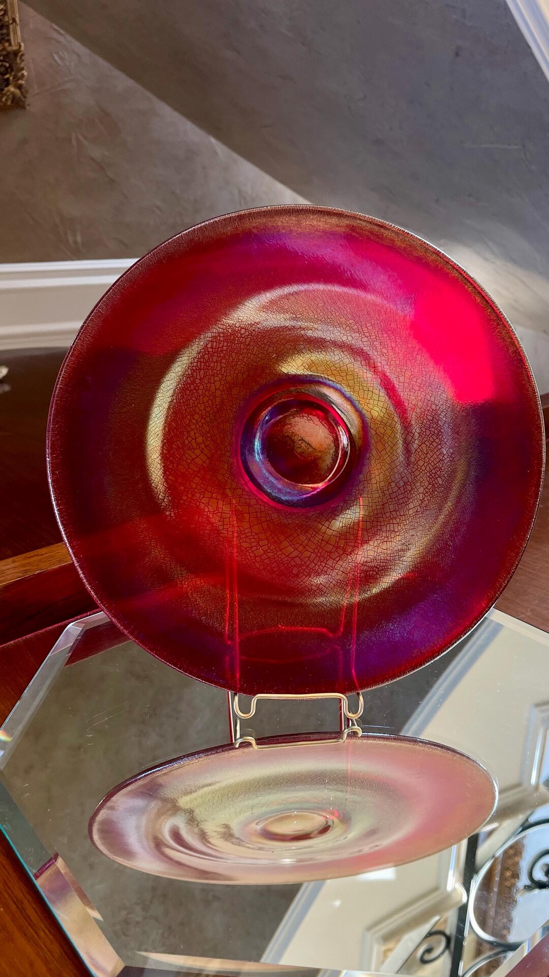 Fenton Stretch Glass Red Amberina Cake Plate - Etsy