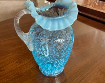 Blue Ruffle Glass Pitcher - Etsy
