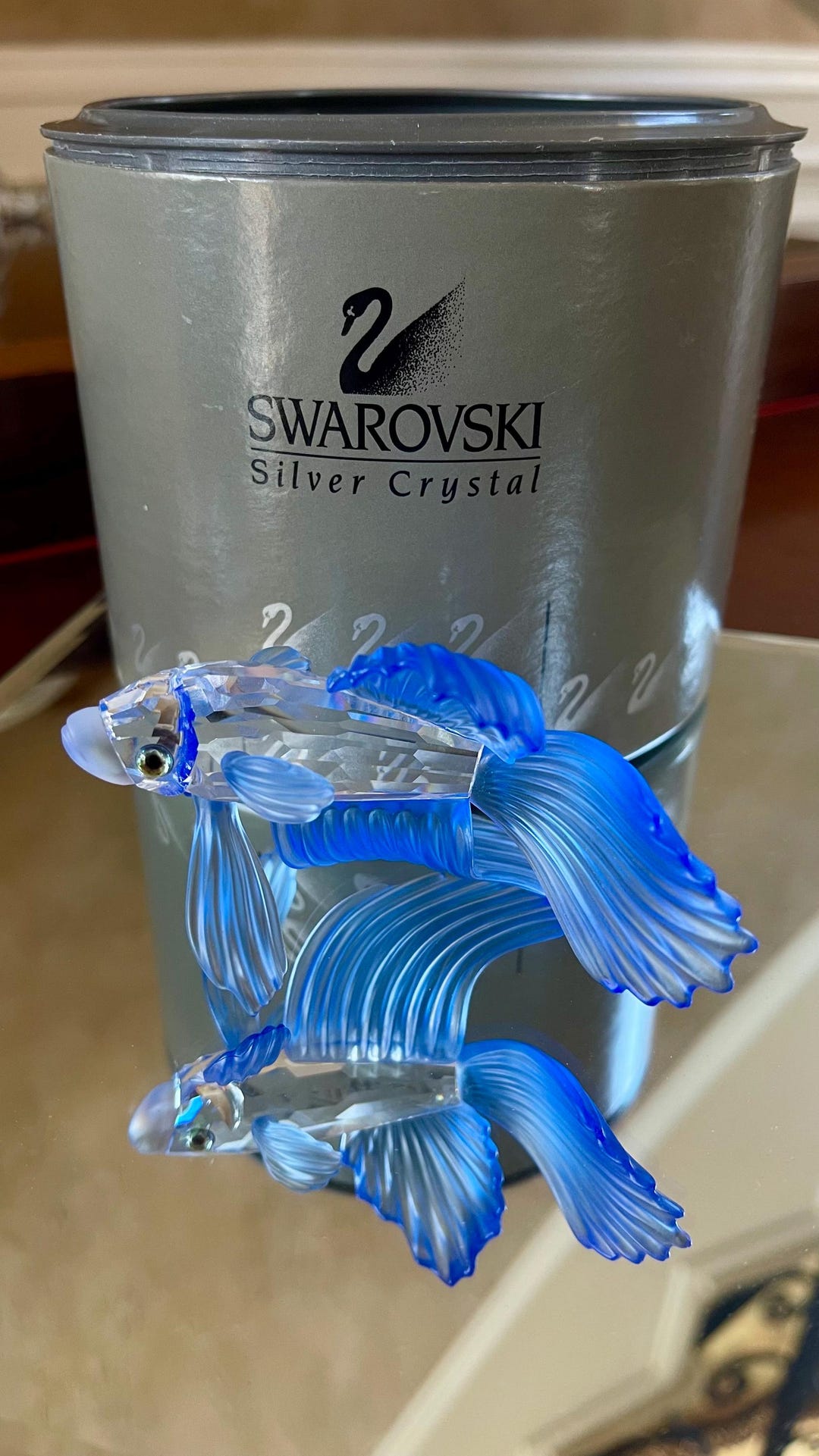 Swarovski Crystal Blue Siamese Fighting Fish New in Box; Swarovski ...