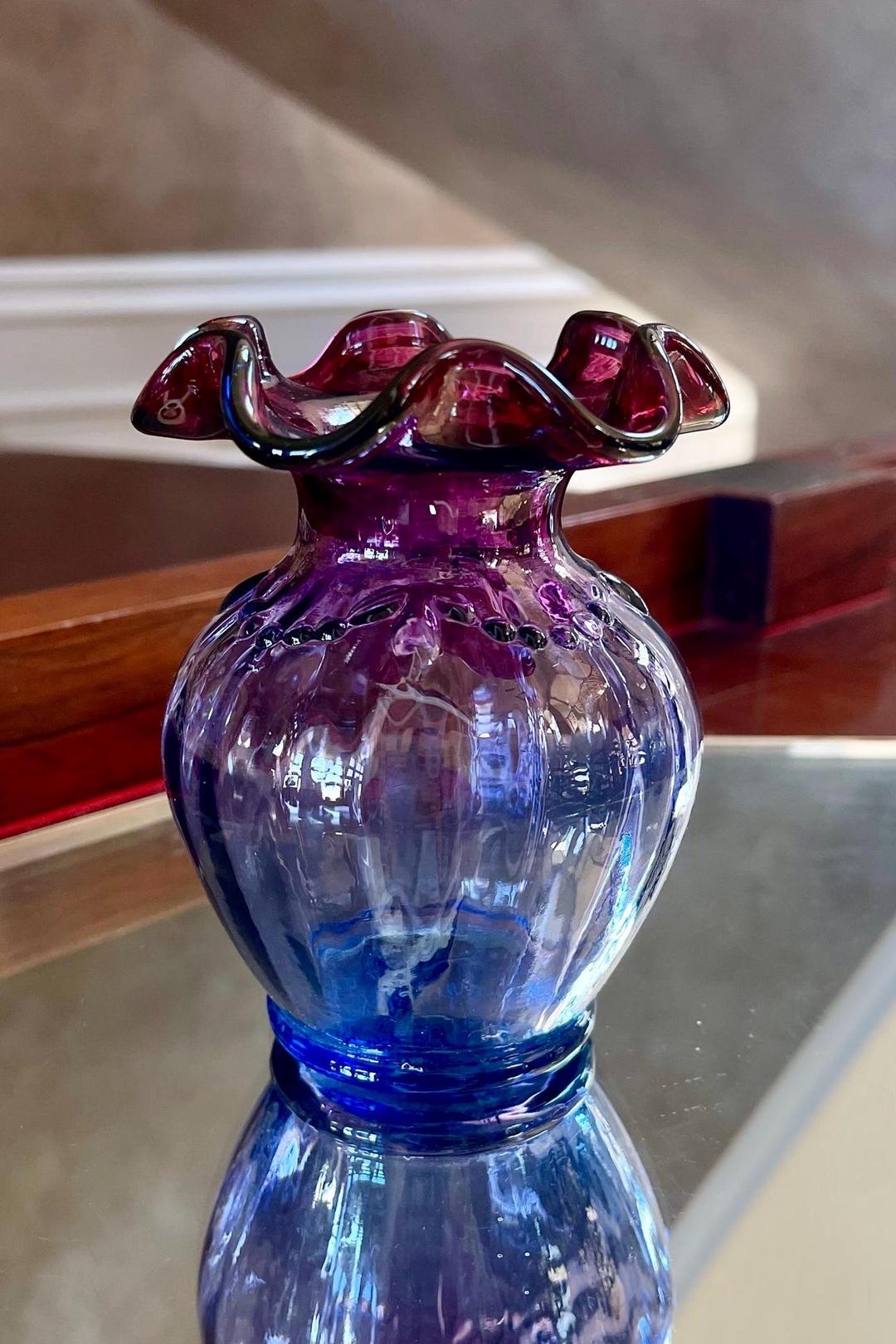 Fenton Glass Mulberry Ombré Vase 1997 Signed George Fenton - Etsy