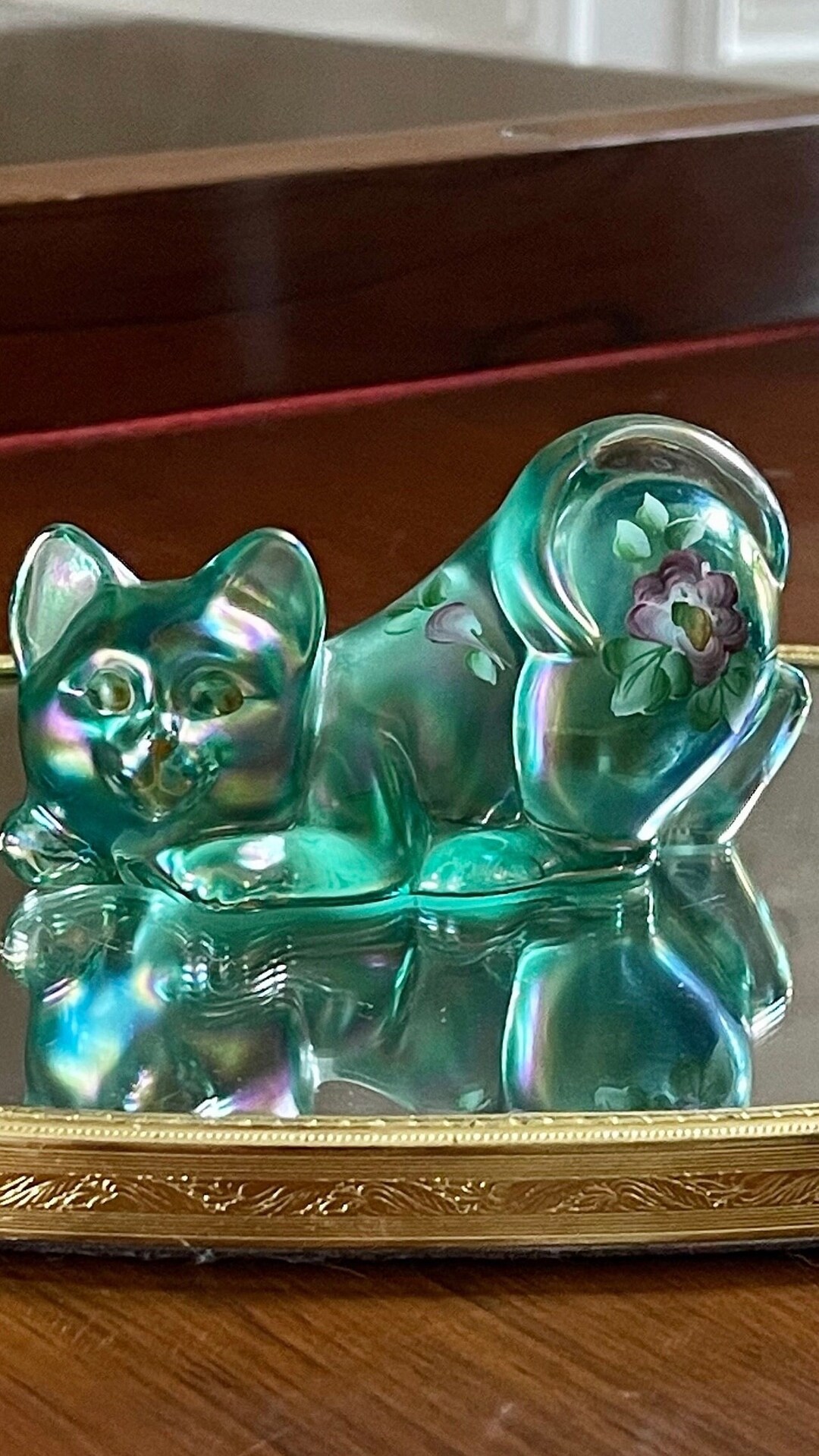 Fenton Crouching Kitten Figurine Paperweight Vintage Fenton - Etsy