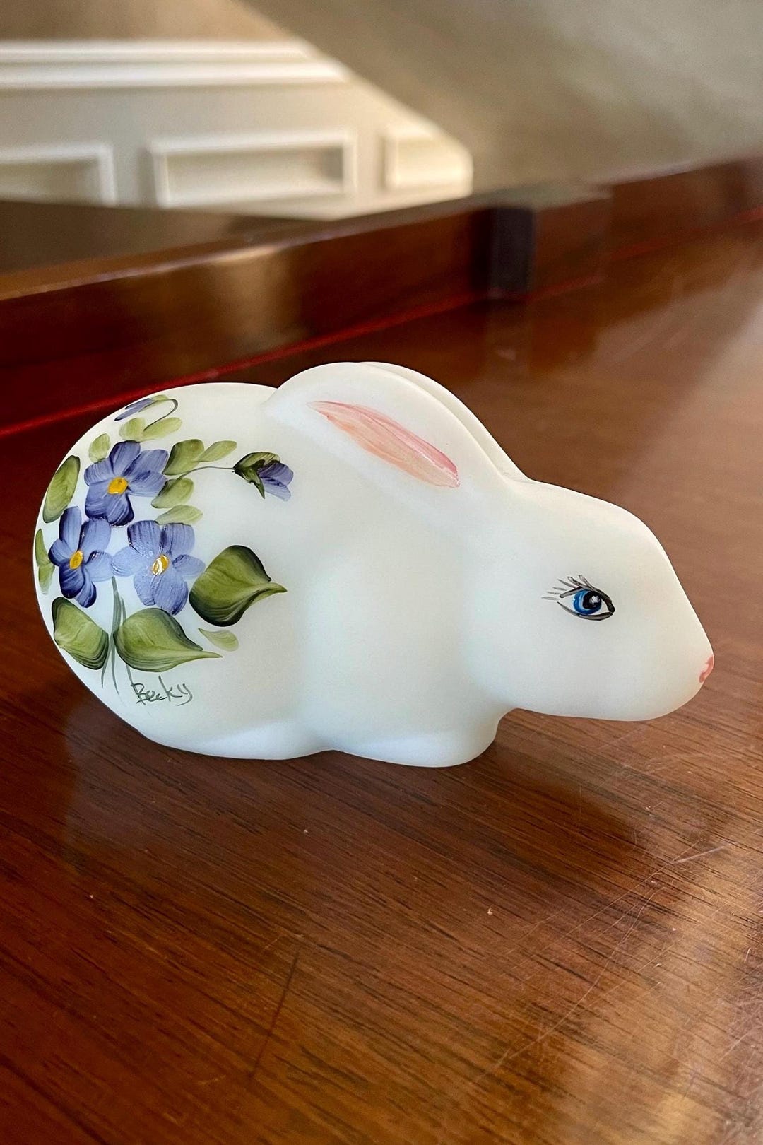 Mosser Glass Hand Painted Bunny Rabbit Figurine Paperweight; Vintage ...