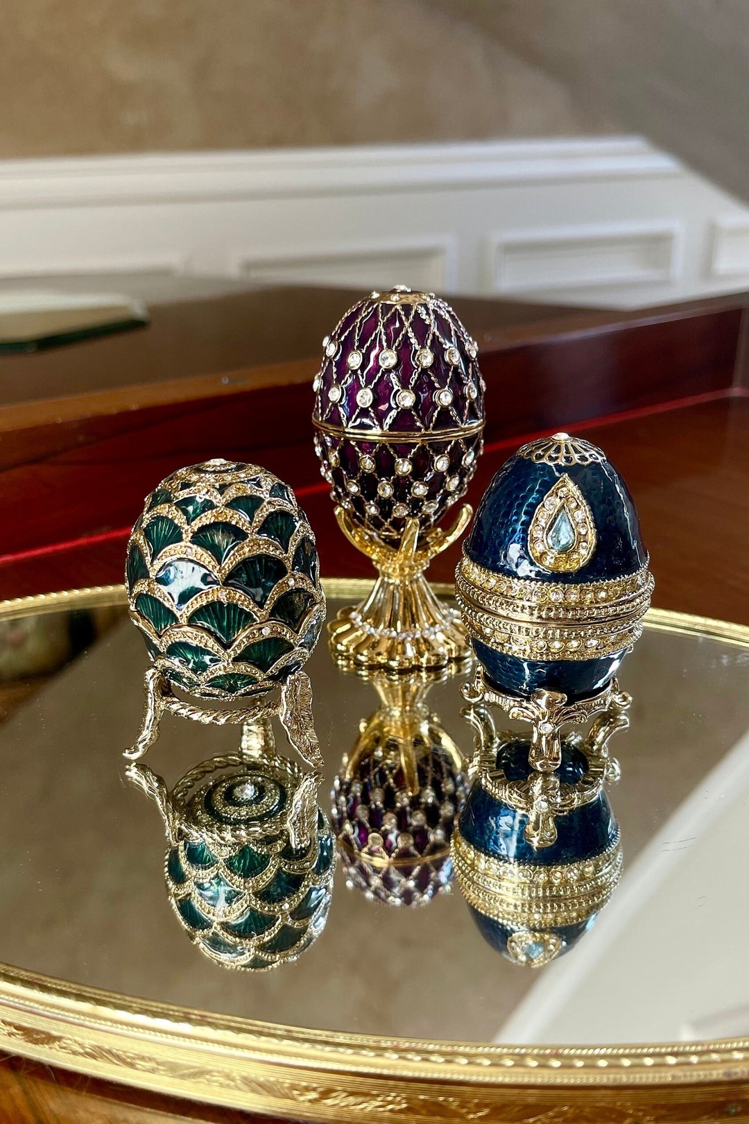 Set of 3 Jeweled Enamel Keepsake Box’s; Enamel Trinket Box; Ring Box - Etsy