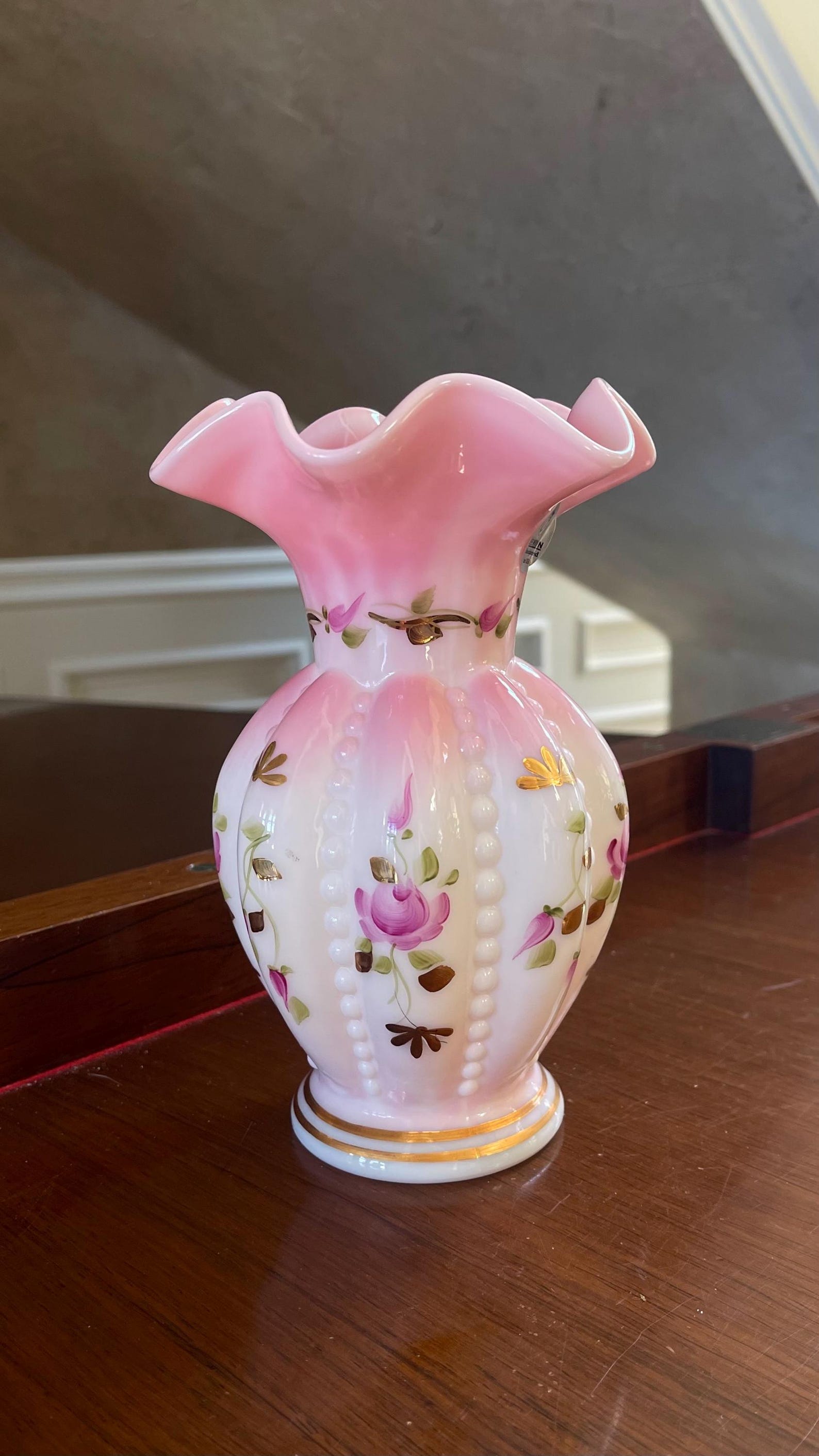 Fenton Hand Painted Rosalene Glass 2002 Charleton Rose Collection ...