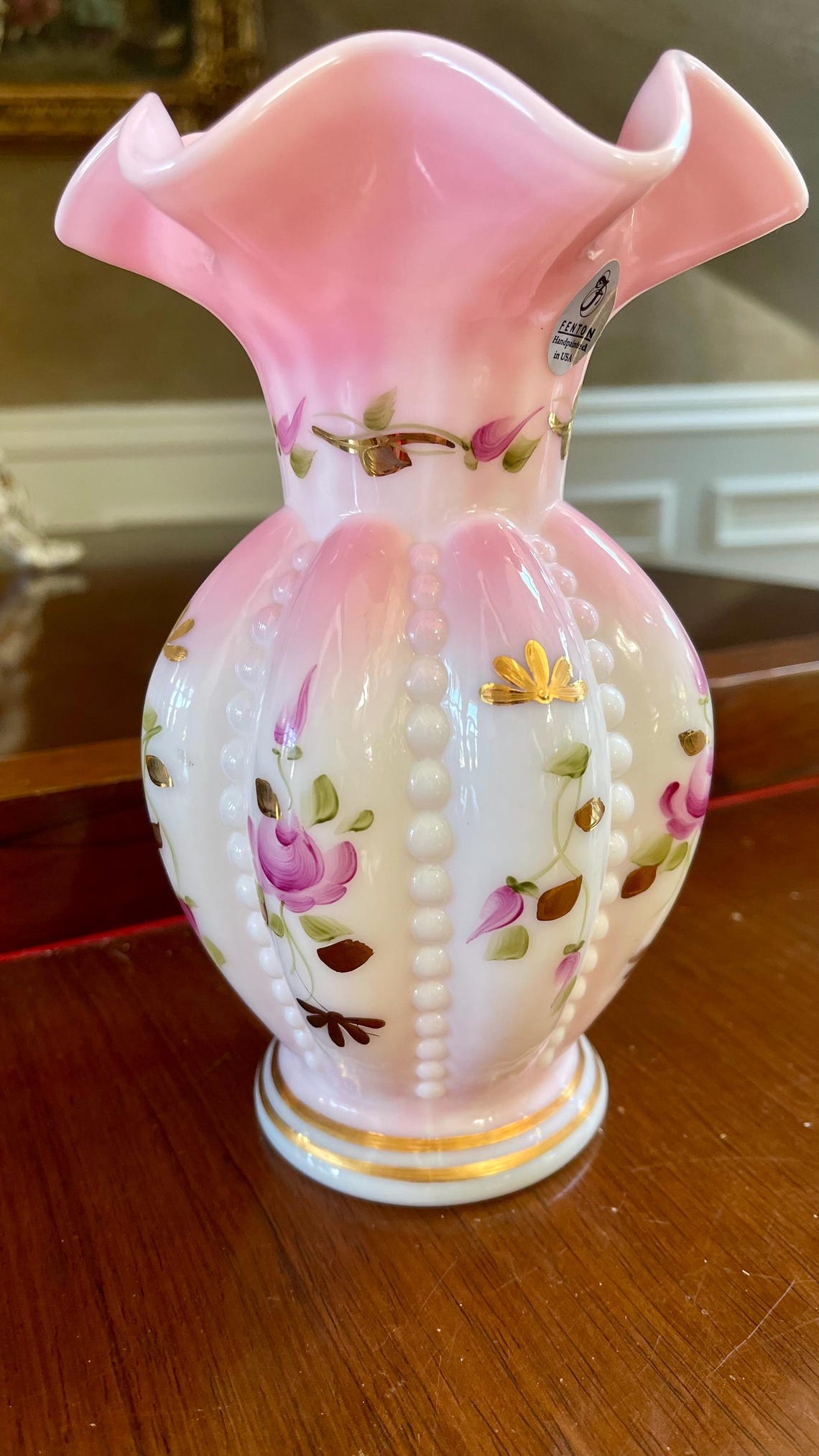 Fenton Hand Painted Rosalene Glass 2002 Charleton Rose Collection ...