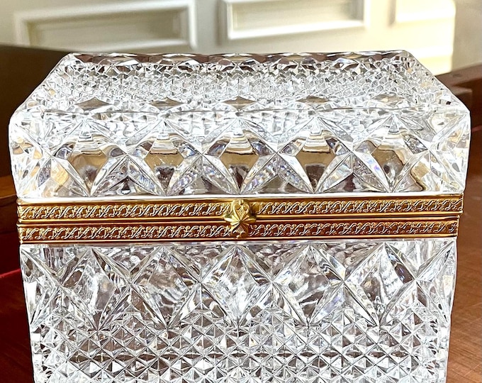 Large French Crystal Jewelry Box; Vintage Jewelry Box; Hollywood ...