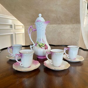 9 Pc. Set Victorian Style Porcelain Tea Set; Victorian Roses Porcelain ...