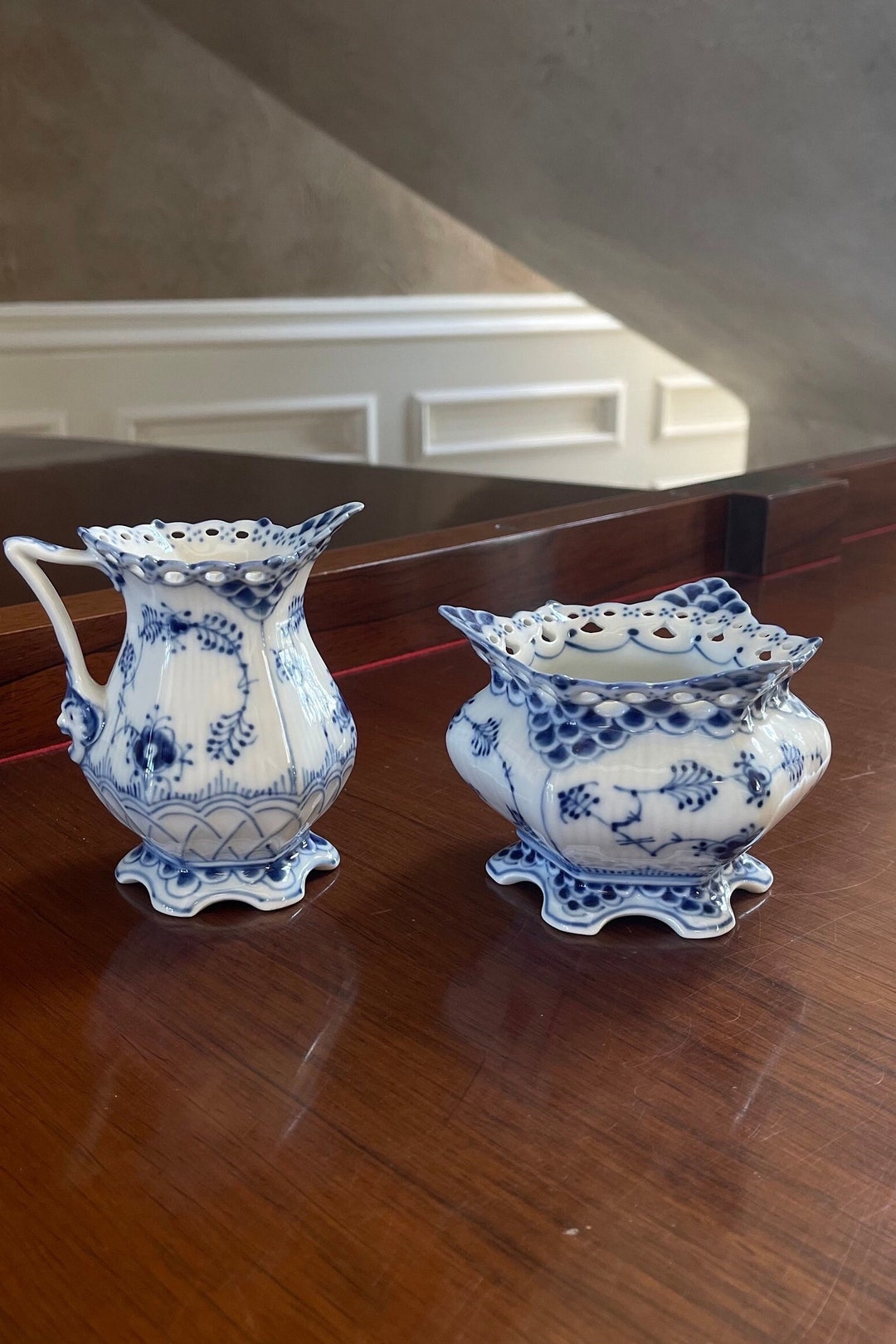 Royal Copenhagen Blue Fluted Full Lace Cream Pitcher and Sugar Bowl - Etsy