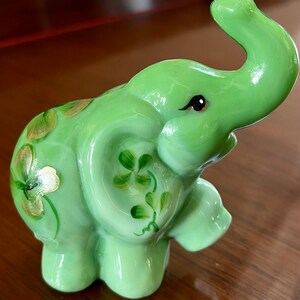 Fenton Glass Hand Painted Lucky Elephant; Fenton Glass Elephant Trunk ...