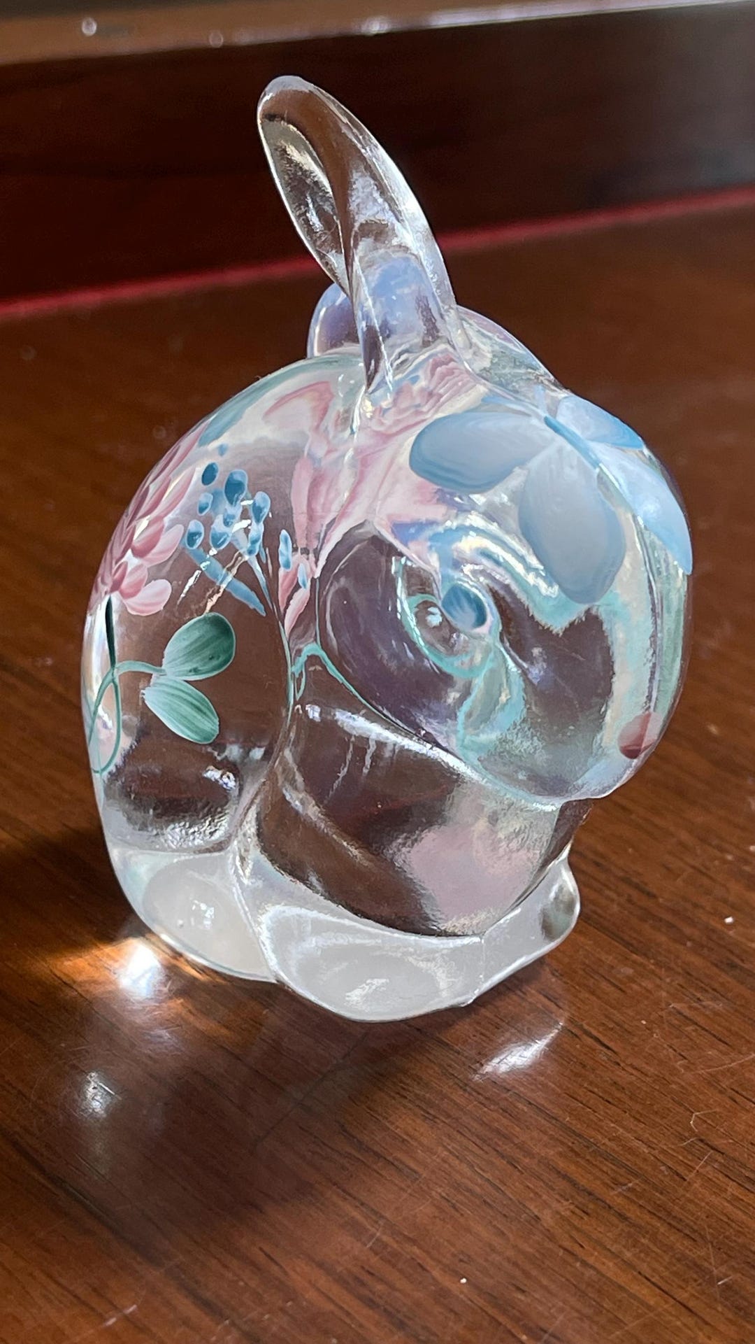 Fenton Glass Hand Painted Butterfly Chubby Bunny Rabbit Figurine ...