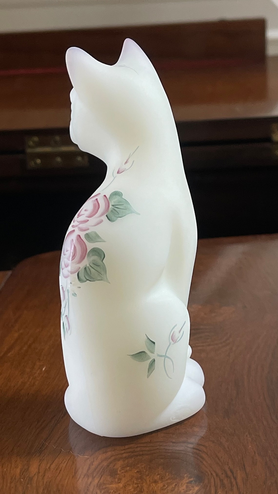 Fenton Satin Glass Tall Hand Painted Cat Paperweight Vintage - Etsy