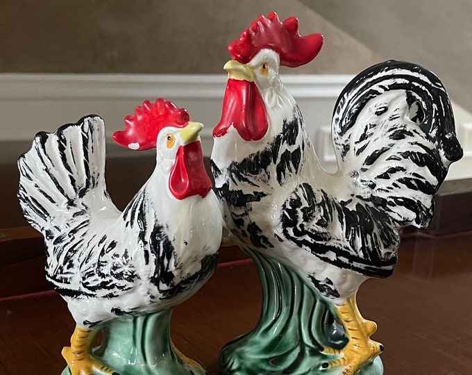 Vintage Ceramic Rooster and Hen Figurine Set Made in Japan - Etsy
