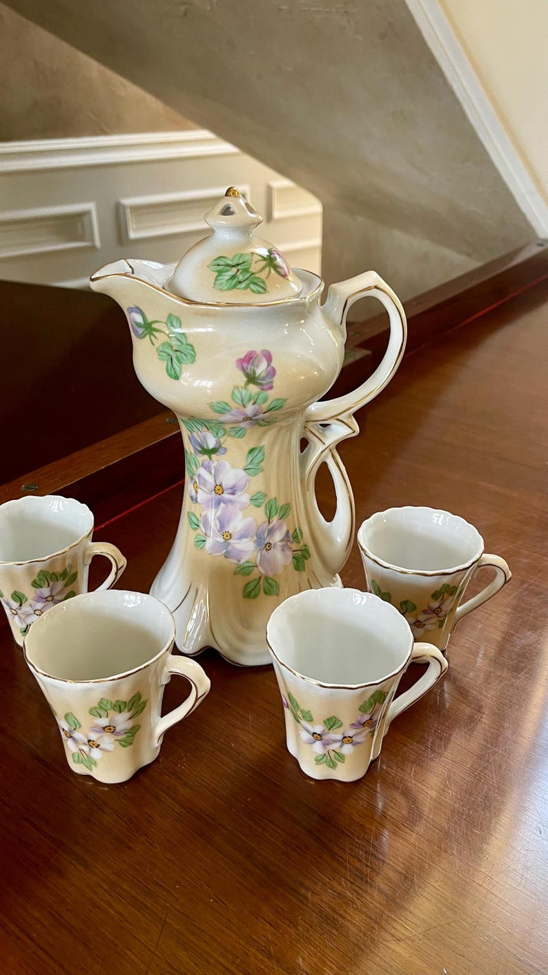 Elegant Vintage Porcelain Tea Set; Victorian Style Chocolate Set - Etsy