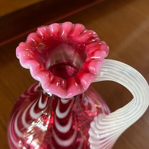 Fenton Glass Cranberry Opalescent Drapery Optic Cruet - Etsy