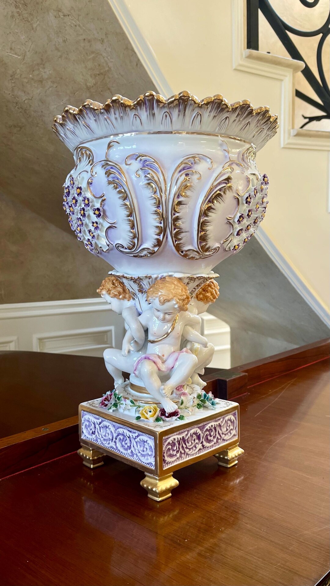 Dresden Style 19 With Cherubs Hand Painted Porcelain Centerpiece Marked ...