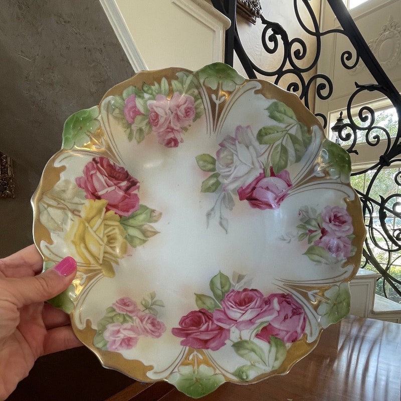 Hand Painted Rose Porcelain - Etsy