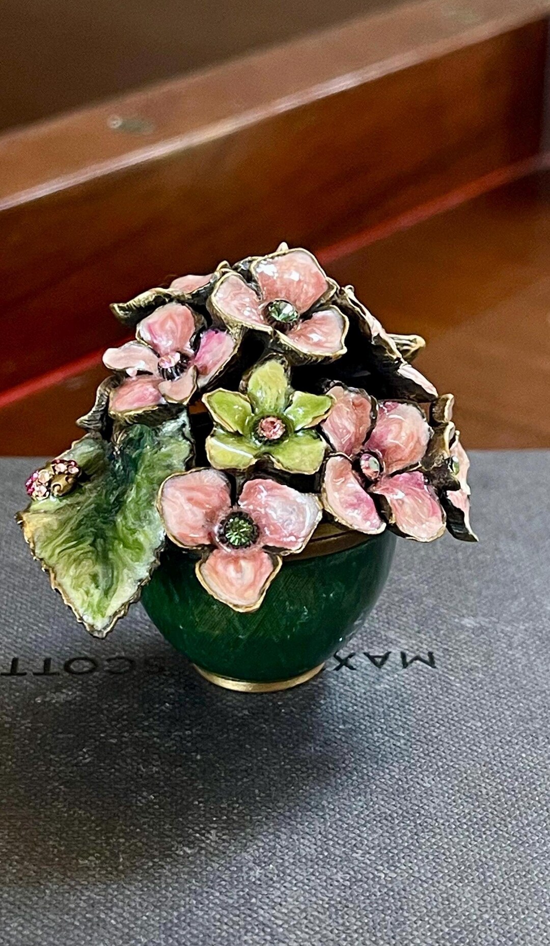 Jay Strongwater Hydrangeas Trinket Box Enamel and Jeweled Swarovski ...