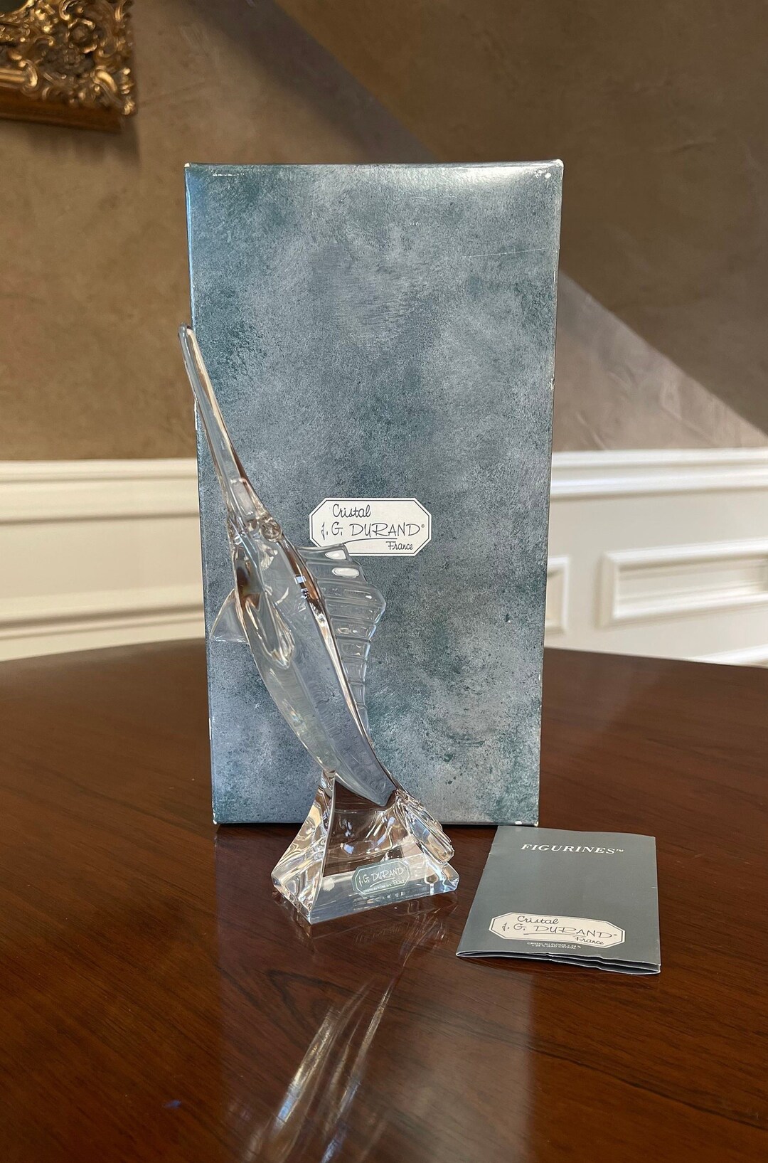 J G Durand France Crystal Game Fish Figurine; Crystal Sword Fish Statue ...