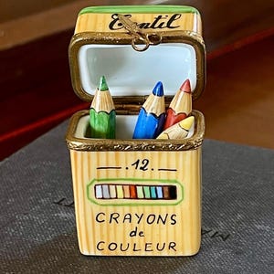 Limoges Crayons Back to School Trinket Box; Limoges Trinket Box ...