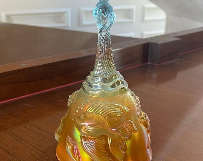Fenton Aqua Carnival Glass Atlantis Fish Bell; Fenton Glass Bell - Etsy