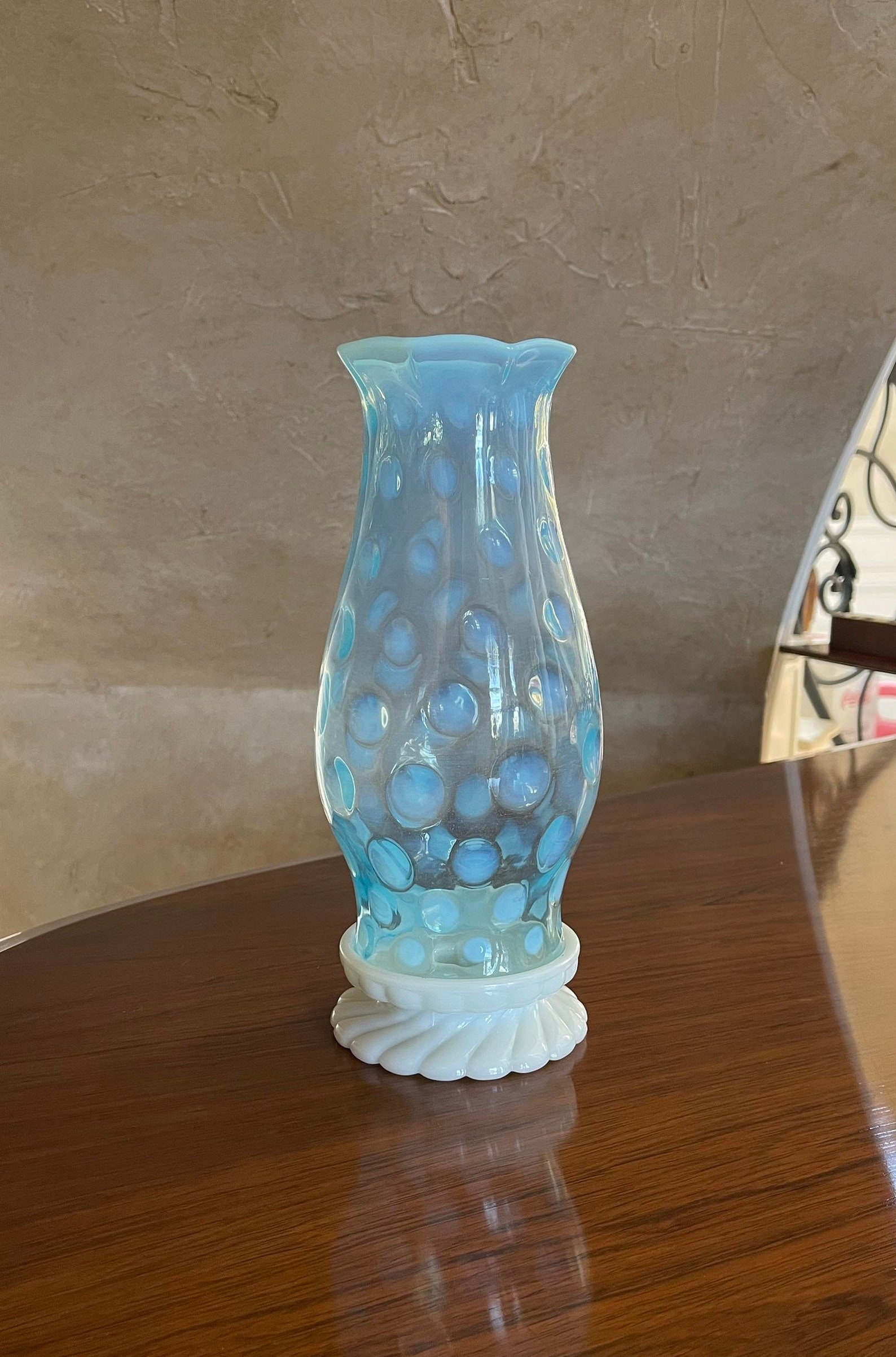 Antique Fenton Blue Opalescent Coin Dot Hurricane Lamp Fenton - Etsy