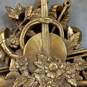 Ornate Large 20” Gold Gilded Carved Wooden Rococo Musical Instruments ...