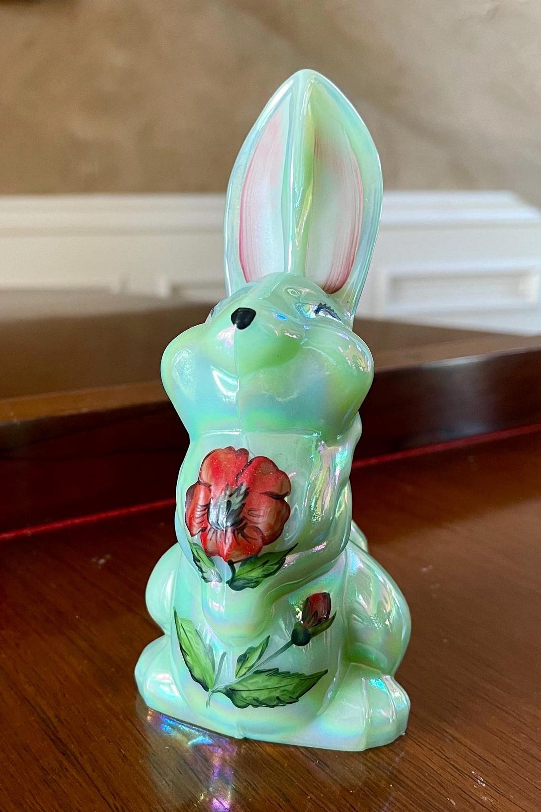 Mosser Glass Hand Painted Jadeite Thumper Bunny Rabbit Figurine ...