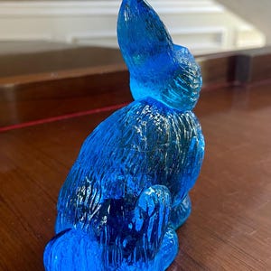 Mosser Glass 5” Aqua Blue Rabbit Figurine Paperweight; Vintage Mosser ...