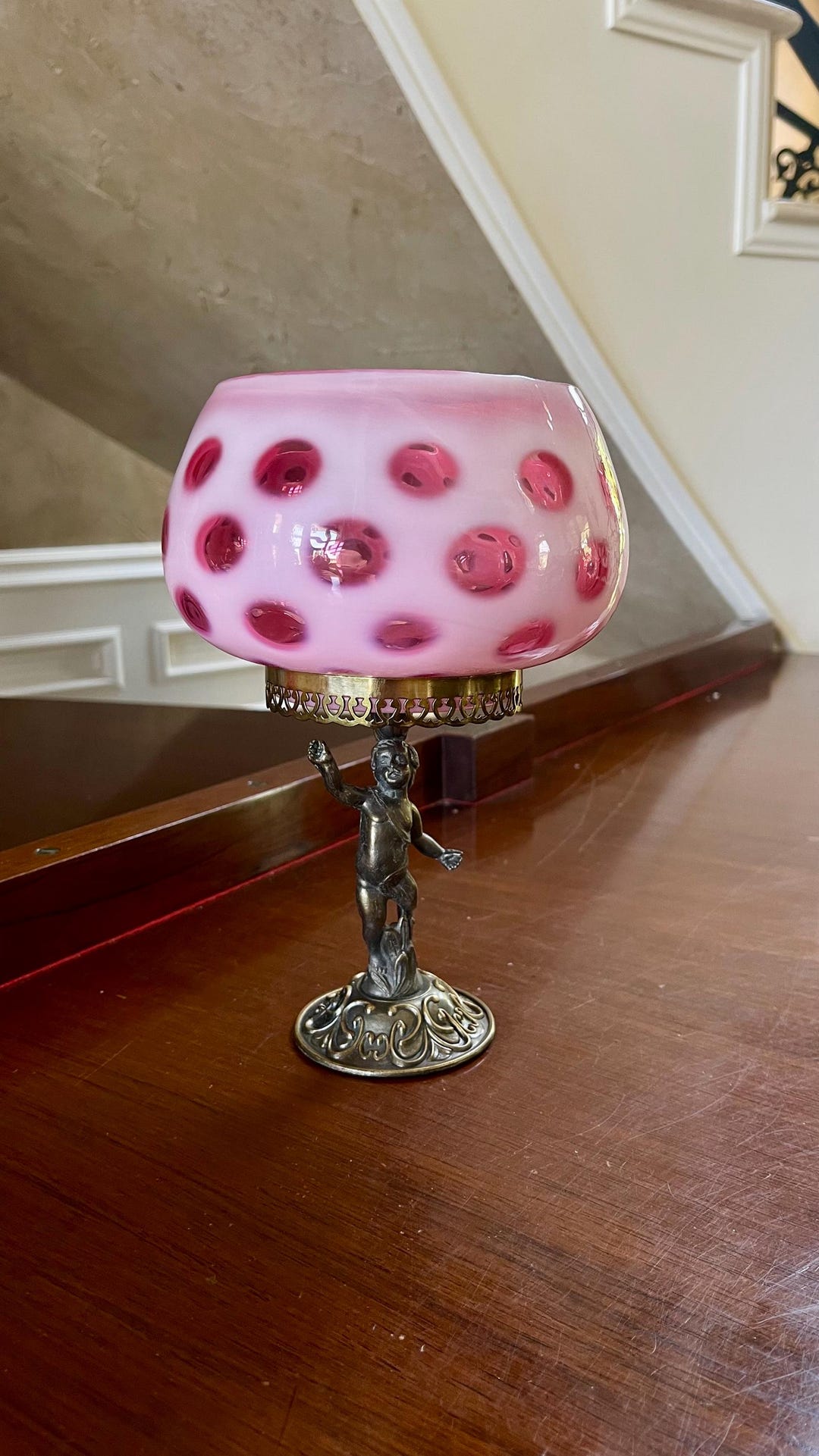 Fenton Glass Cranberry Opalescent Coin Dot Optic Compote - Etsy