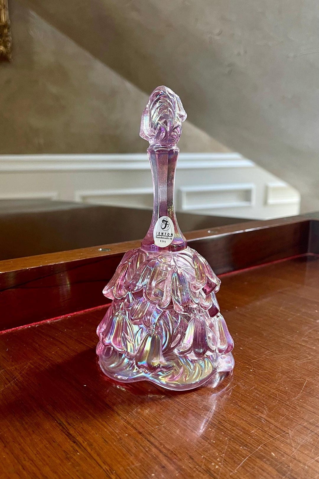 Fenton Glass Pink Iridescent Lily Temple Bell; Iridescent Pink Fenton ...