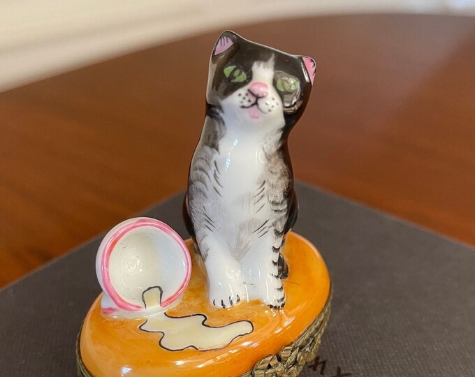 Limoges Porcelain Cat Box ; Limoges Trinket Box; Felix the Cat ...