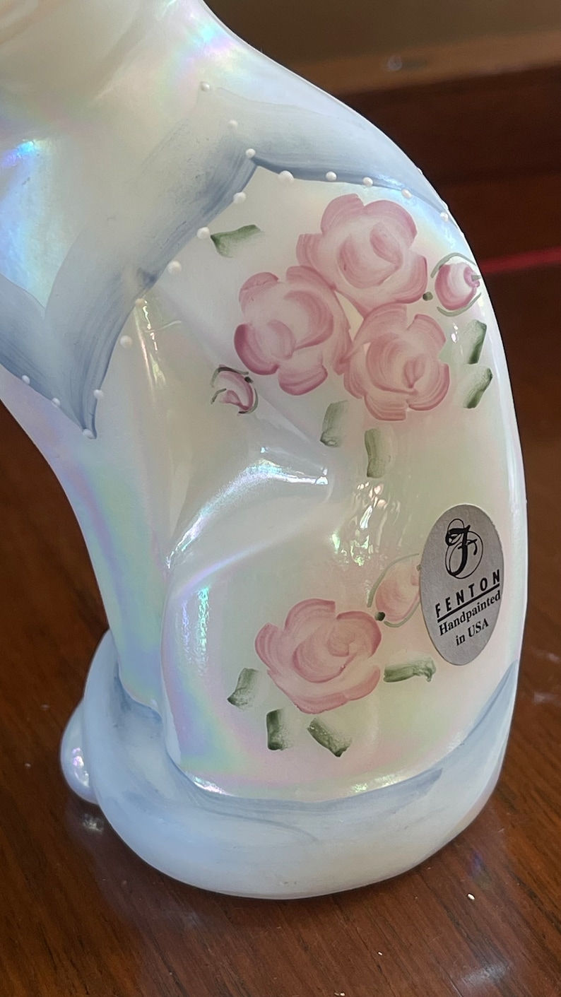 Fenton Glass Tall Hand Painted Cat; Paperweight; Vintage Fenton Glass ...