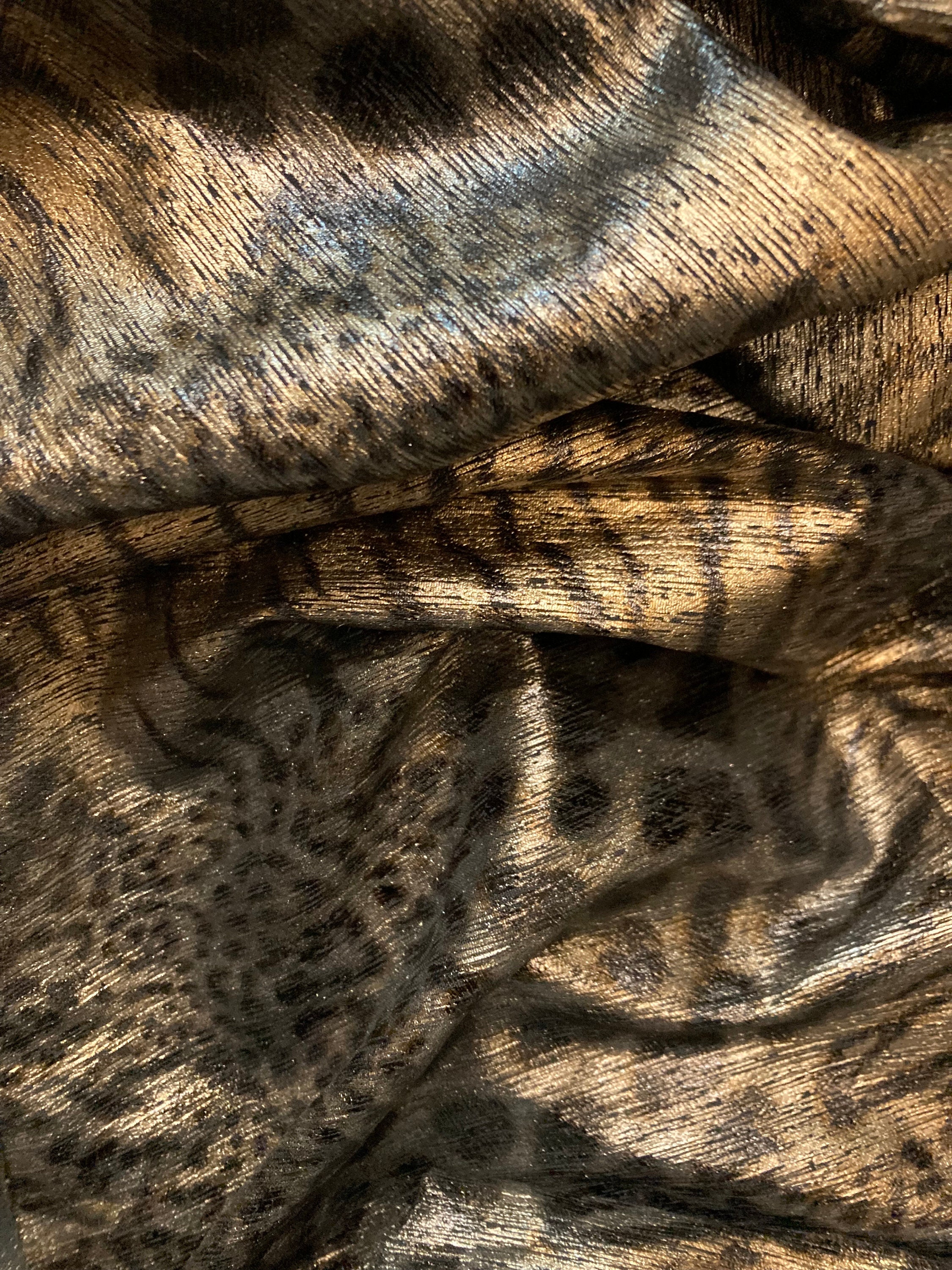 NEW High Class Soft Gold/black Animal Chiffon Foul Print Fashion Fabric ...
