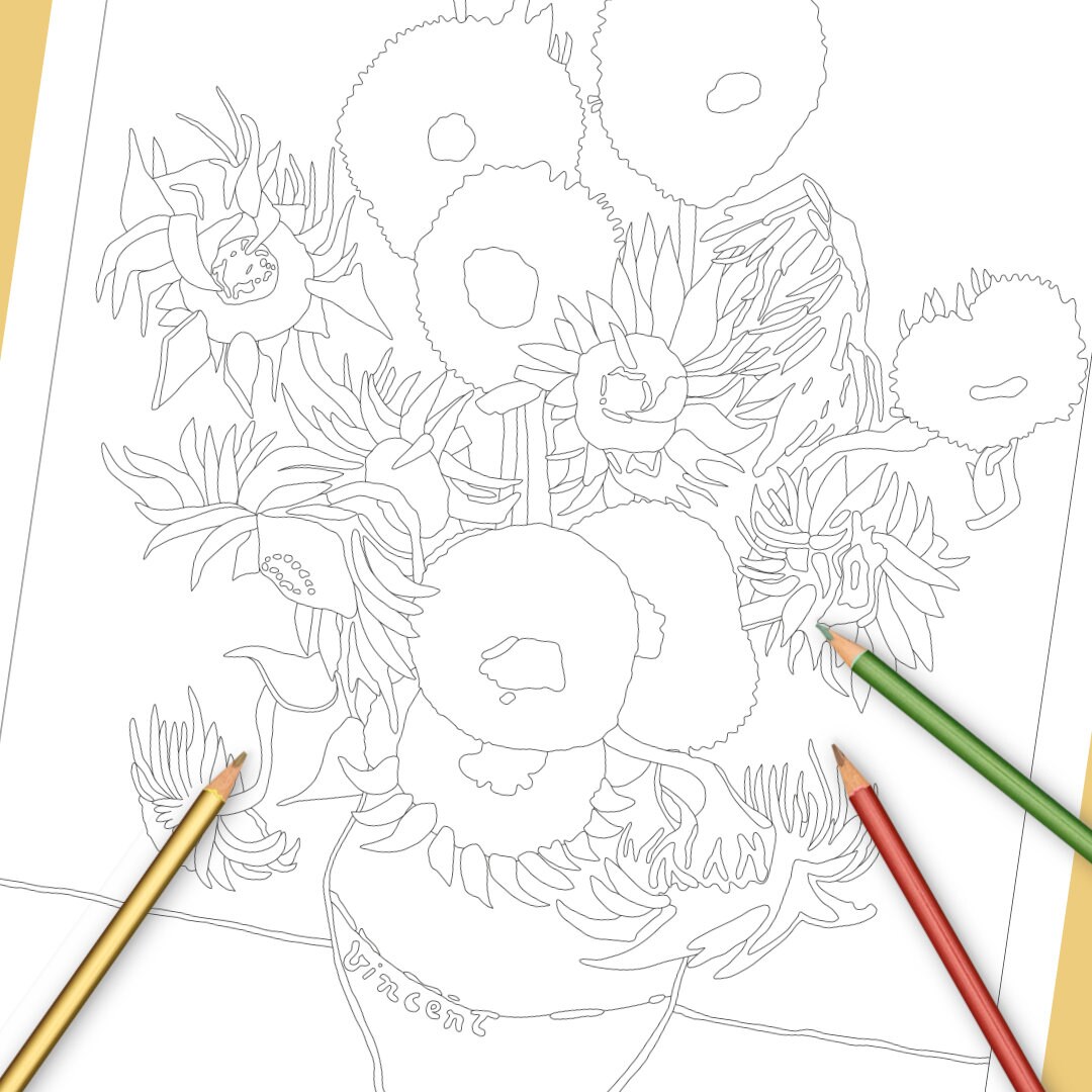Van Gogh Coloring Pages Sunflowers