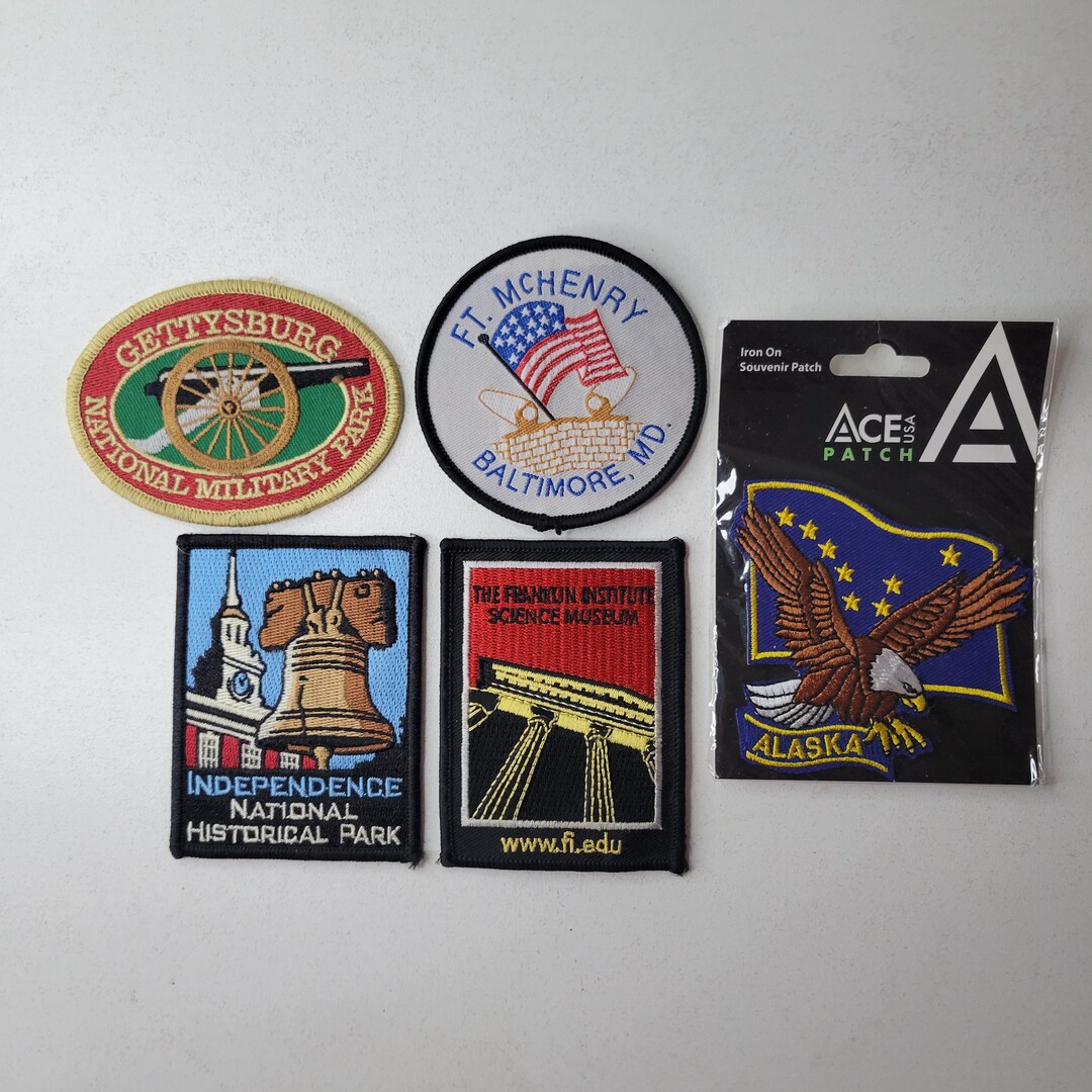 Set of 5 Embroidered Patches Gettysburg Ft Mchenry Franklin Institute ...