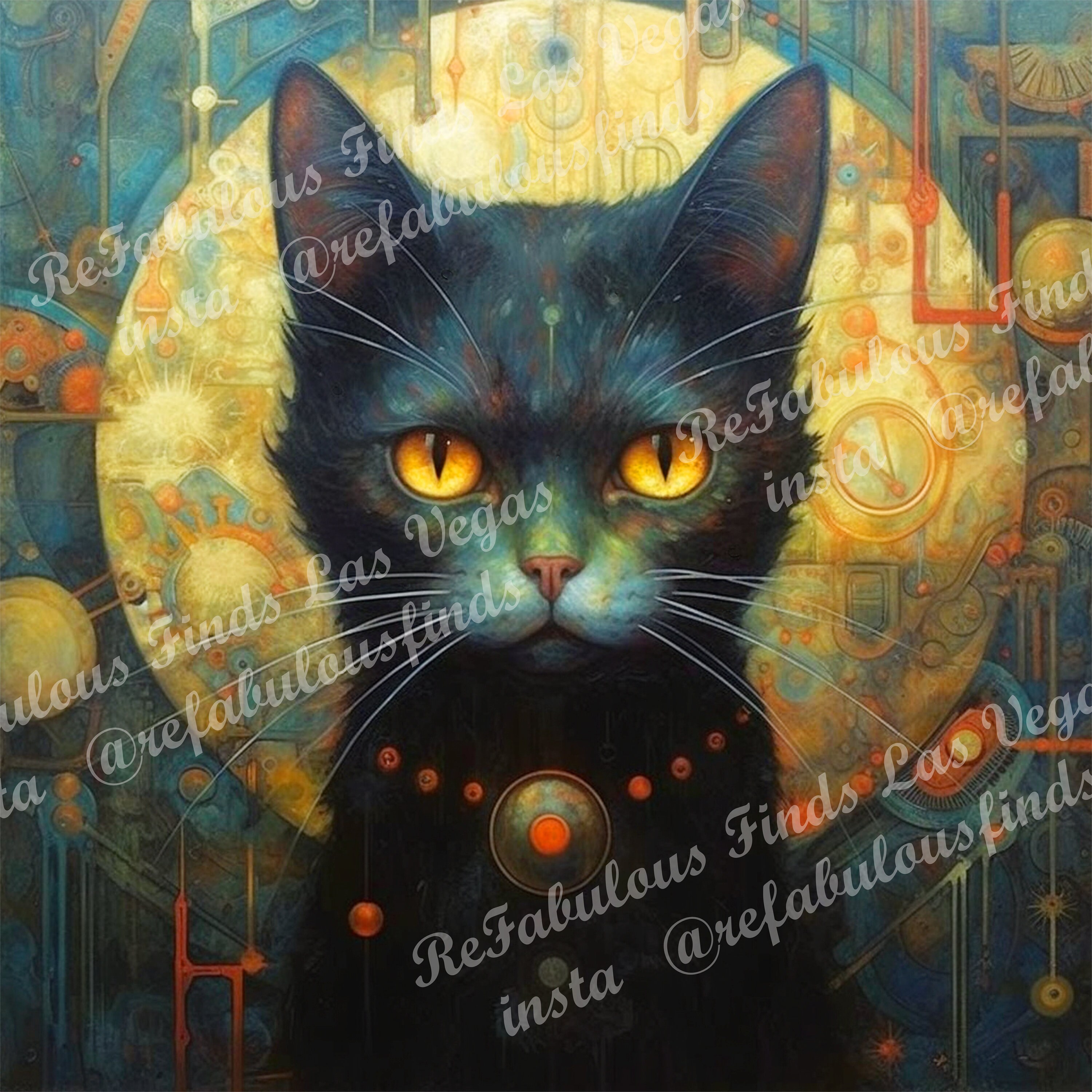 5 Fantasy Futuristic Cats Clip Art PNG Format Instant Download ...