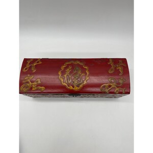 Antique Red & Gold Hand-painted Wooden Storage Box With Hinged Lid - Etsy