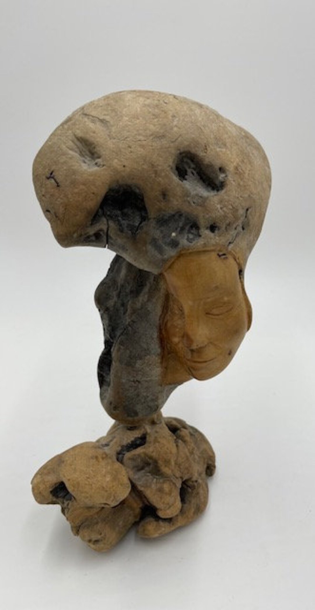 Sycamore Burl, Wood Carving, Carving of a Face, Hand Carved Wood, Wood ...