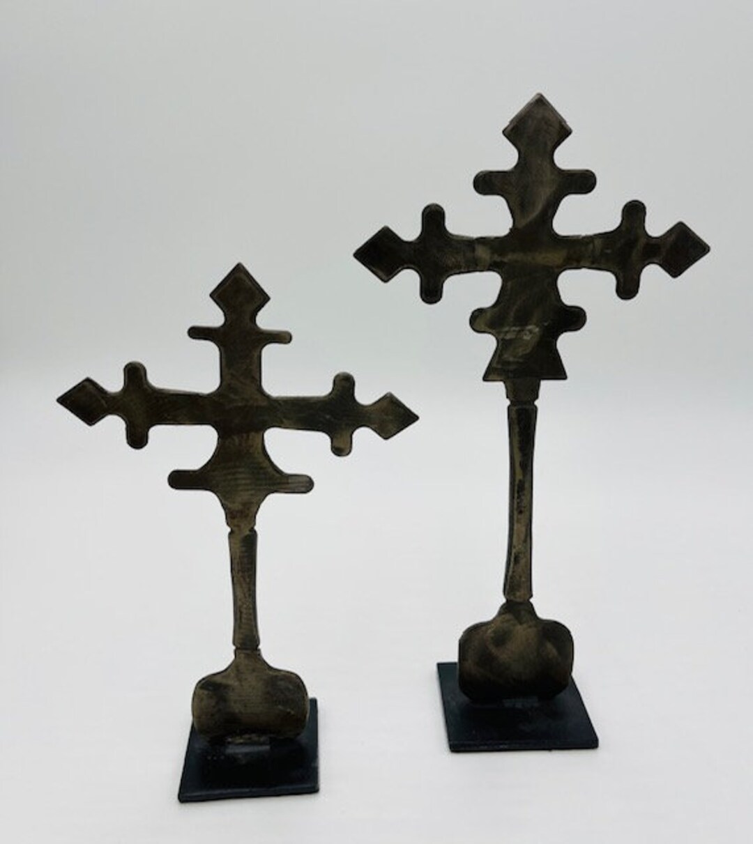 Vintage Set of Hand Made Iron Crosses 12" and 10" - Etsy