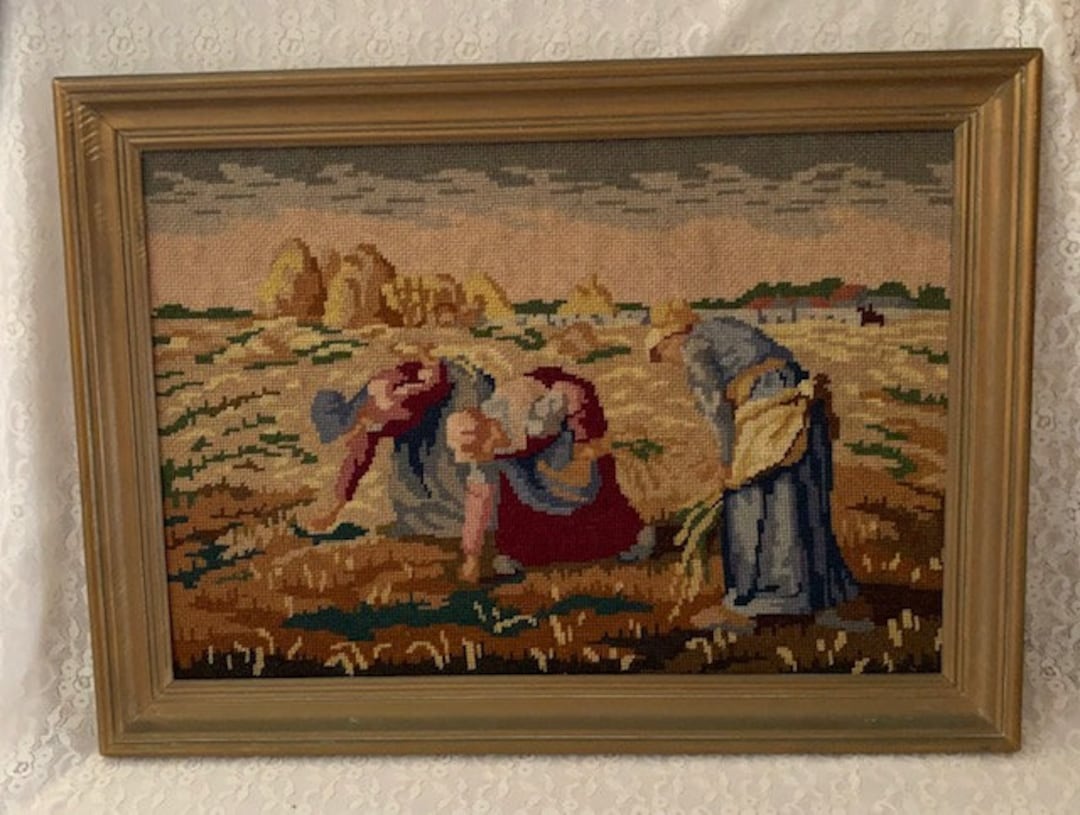 Large Vintage Needlepoint Picture, Original Needlepoint Art, the ...