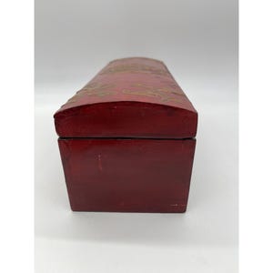 Antique Red & Gold Hand-painted Wooden Storage Box With Hinged Lid - Etsy
