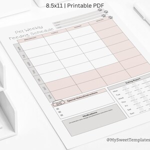Printable Dog Feeding Schedule for Pet Owners, Weekly, Meal Tracker ...