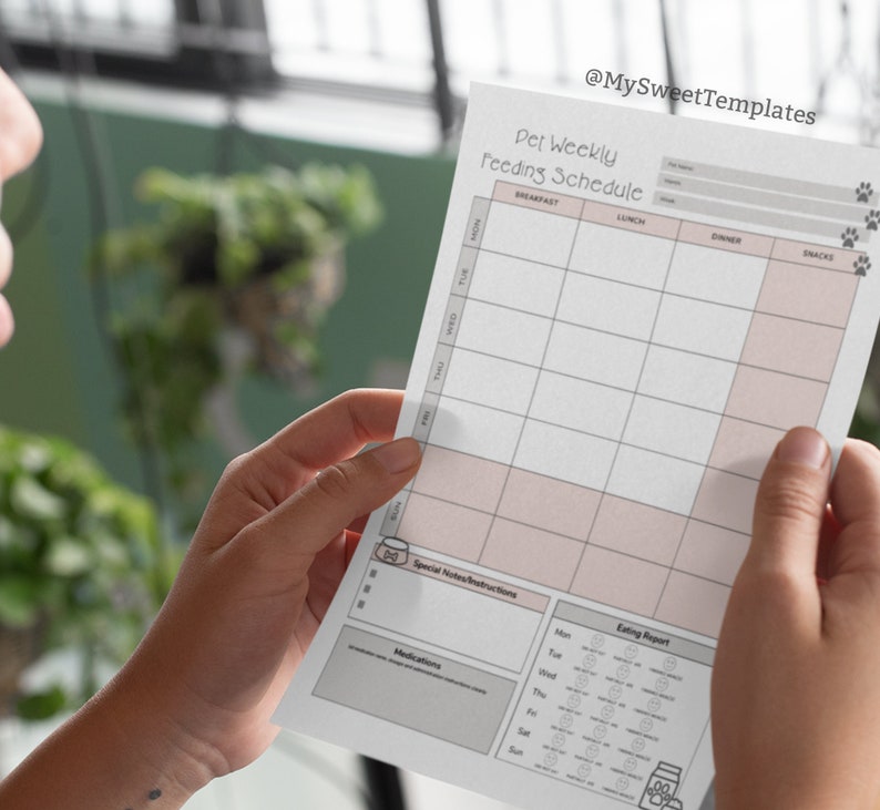 Printable Dog Feeding Schedule: Weekly Meal Tracker (8.5x11in PDF) - Etsy
