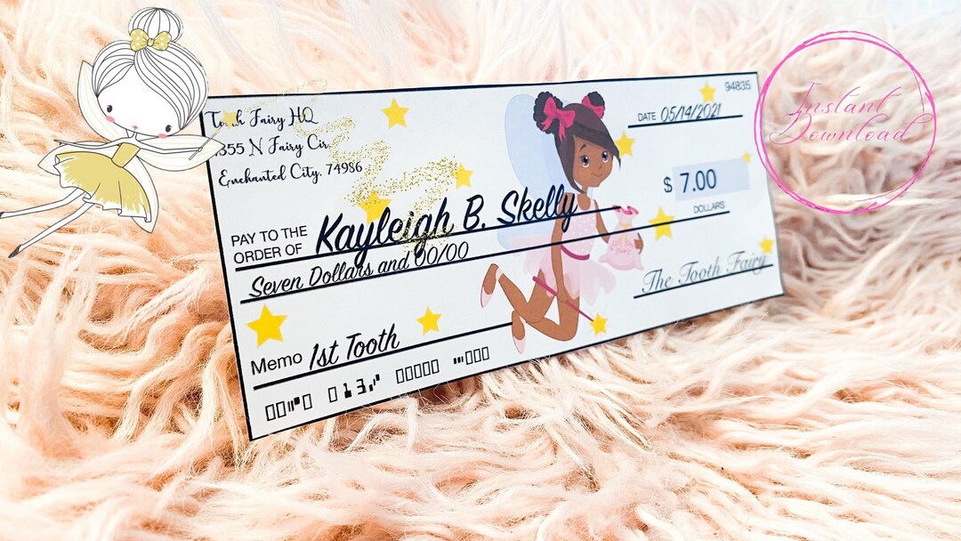 Editable Tooth Fairy Check - Etsy