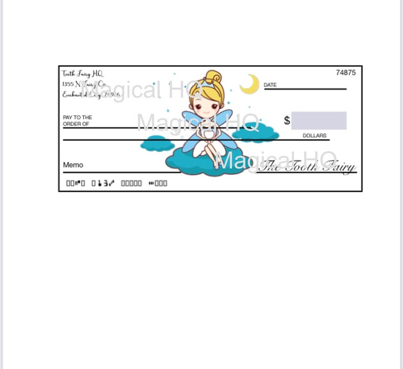 Editable Tooth Fairy Check - Etsy