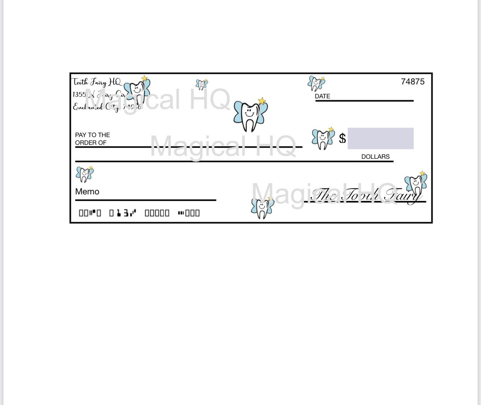 Editable Tooth Fairy Check - Etsy