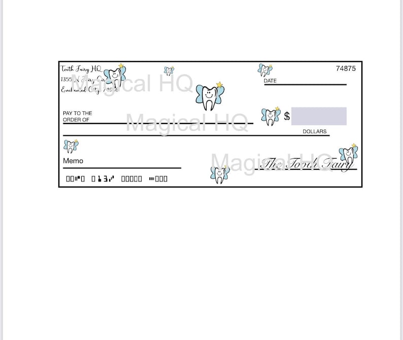 Editable Tooth Fairy Check - Etsy