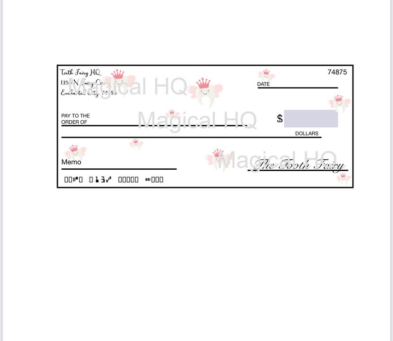Editable Tooth Fairy Check - Etsy
