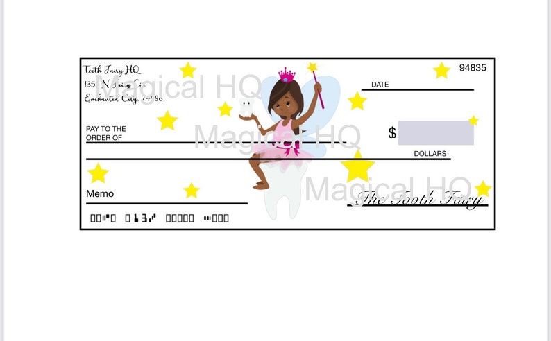Editable Tooth Fairy Check - Etsy