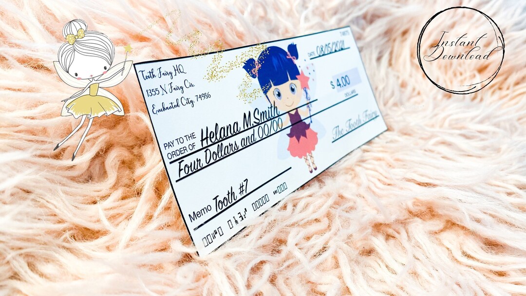 Editable Tooth Fairy Check - Etsy